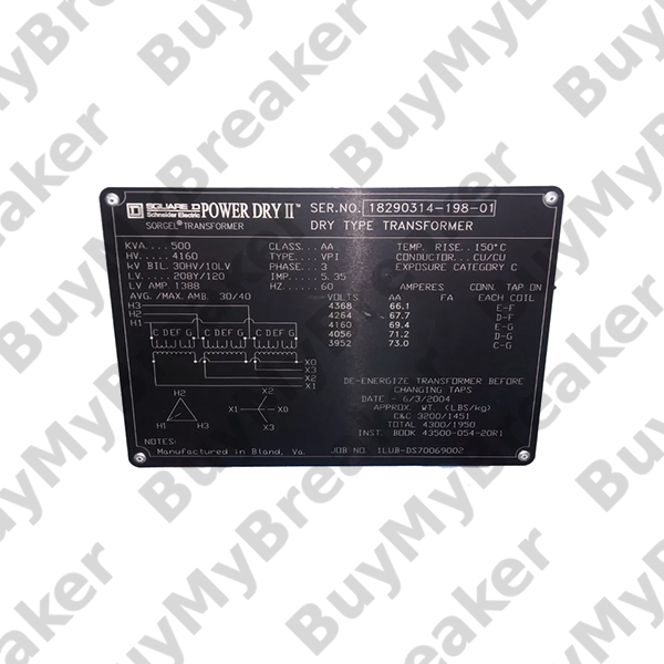 500kVA 4160V-208Y/120v Dry Type Delta Wye Industrial Power Transformer